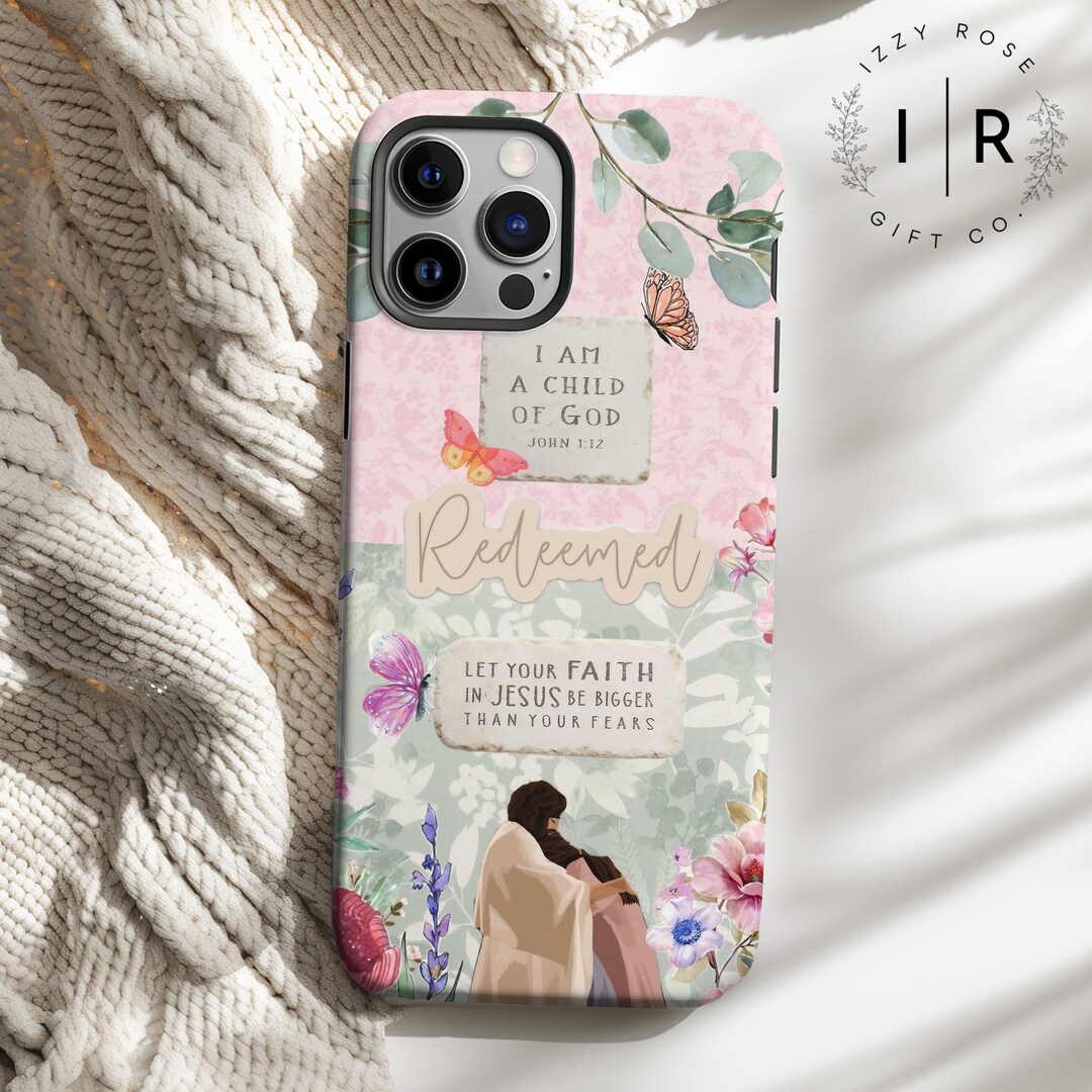 Christian Phone Case Floral Collage I Am A Child of God Phone Case ...