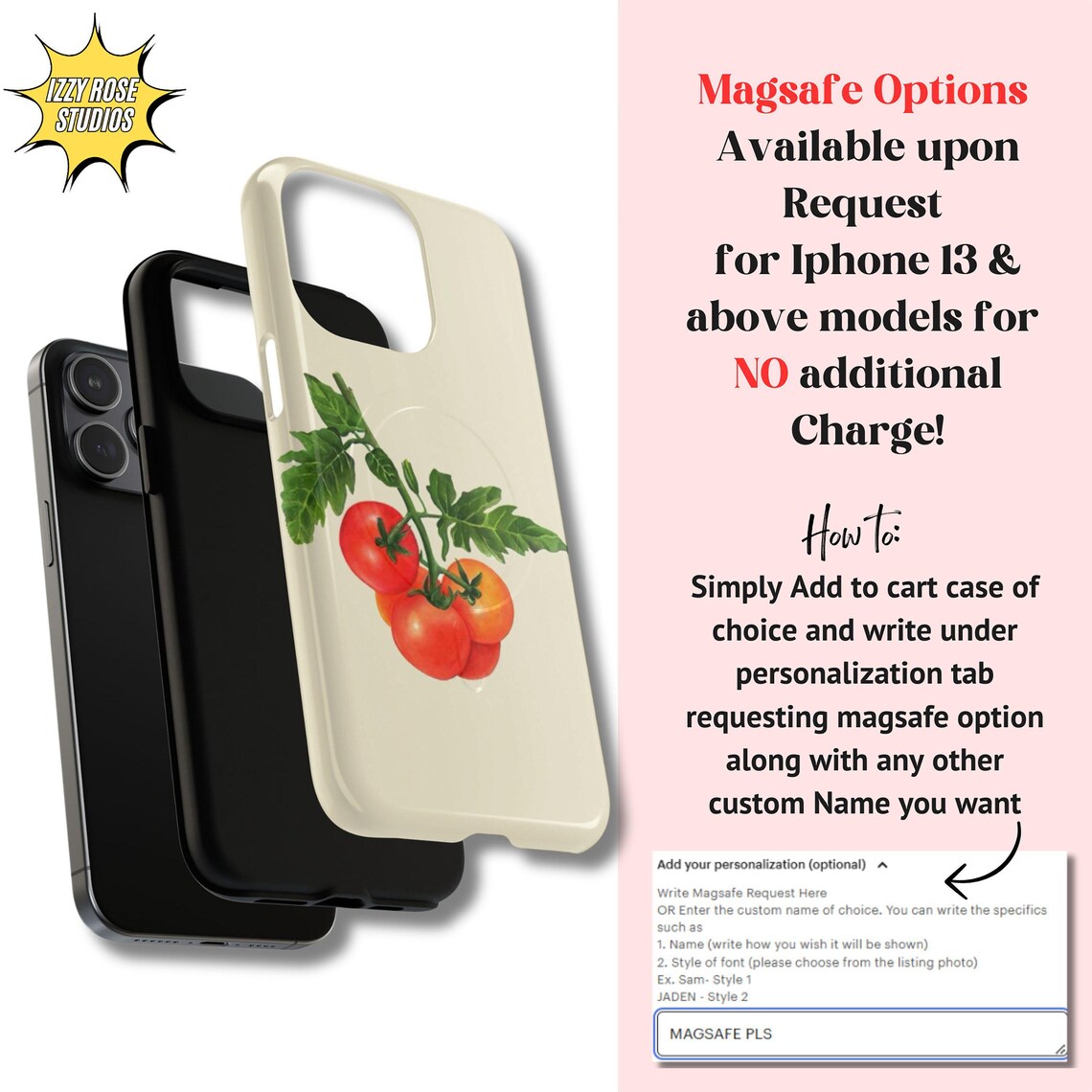 Tomato Phone Case, Tomato Painting Cute Case Garden Lover Custom Trendy ...