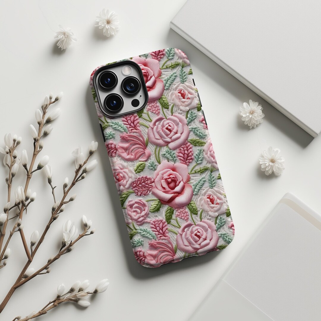 Custom Floral Embroidery Phone Case Trendy Boho Botanical Aesthetic ...