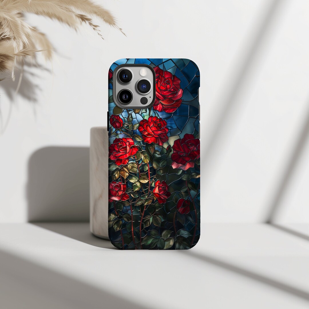 Stained Glass Honeysuckle Phone Case Mosaic Wildflower Summer Phonecase ...