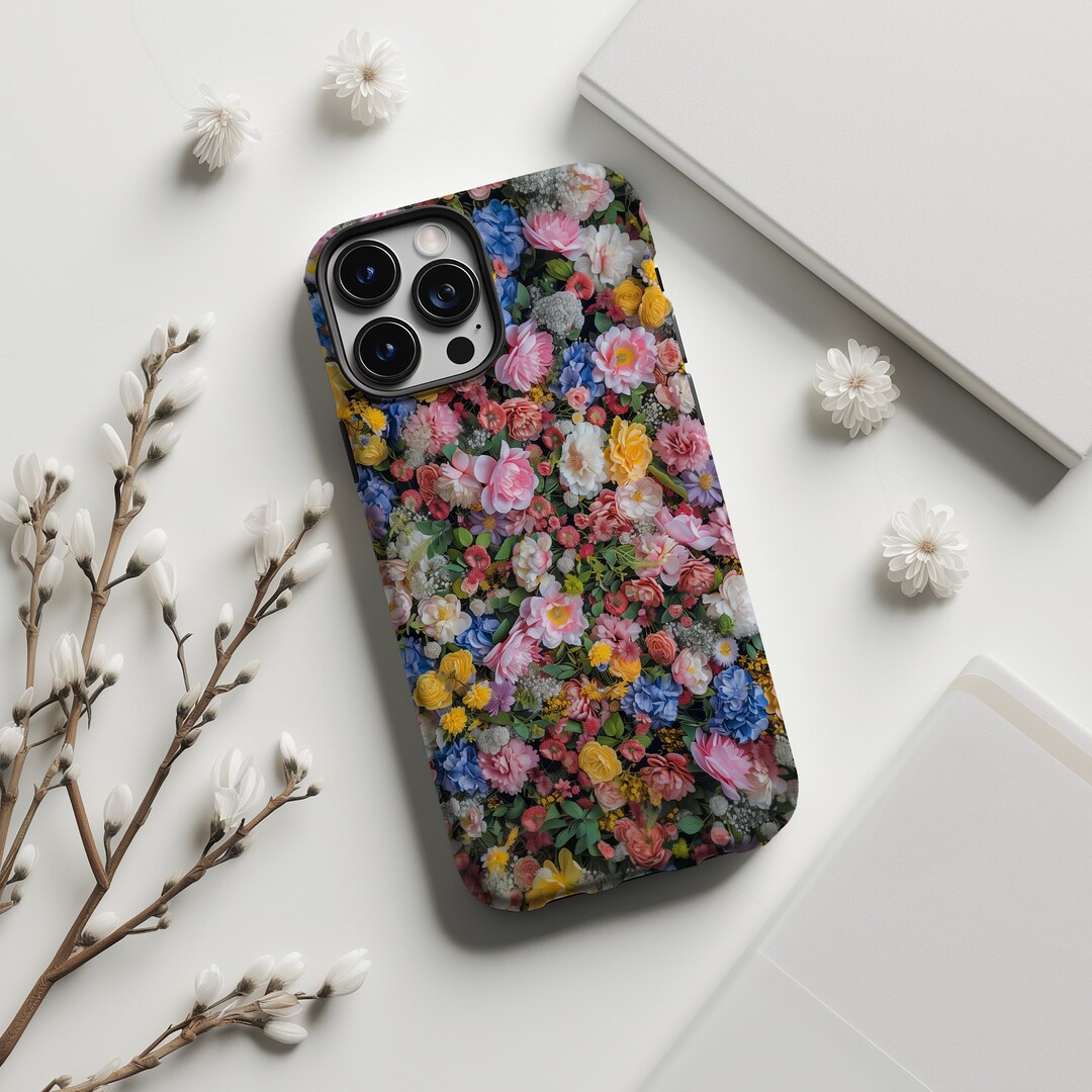 Stained Glass Honeysuckle Phone Case Mosaic Wildflower Summer Phonecase Boho Aesthetic iPhone 16 ...