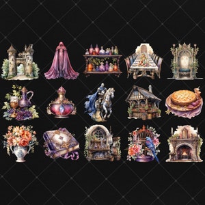 Watercolor Medieval Clipart Bundle PNG, Knights, Castles, Princess ...