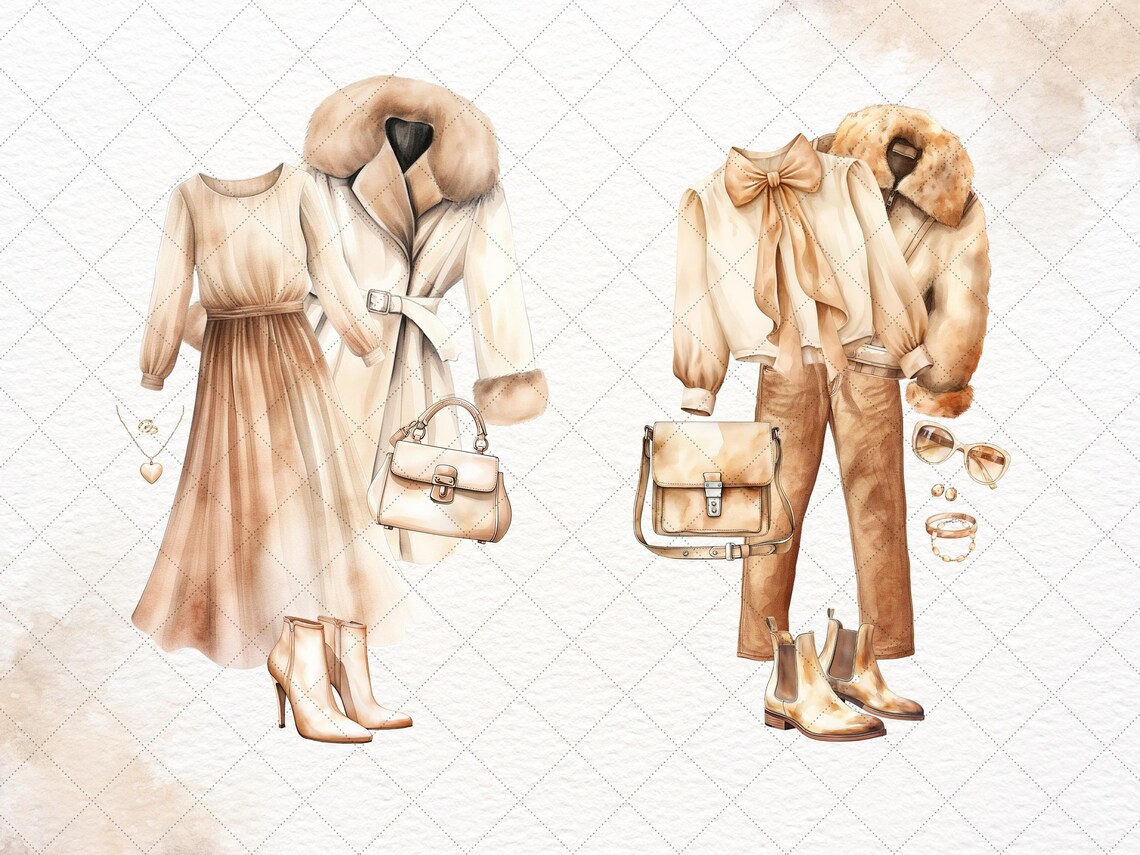 Watercolor Winter Fashion Clipart Bundle, Winter Clothes Clip Art, Cozy ...