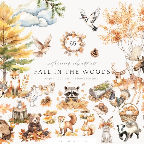 Fall Animals Clipart - Etsy