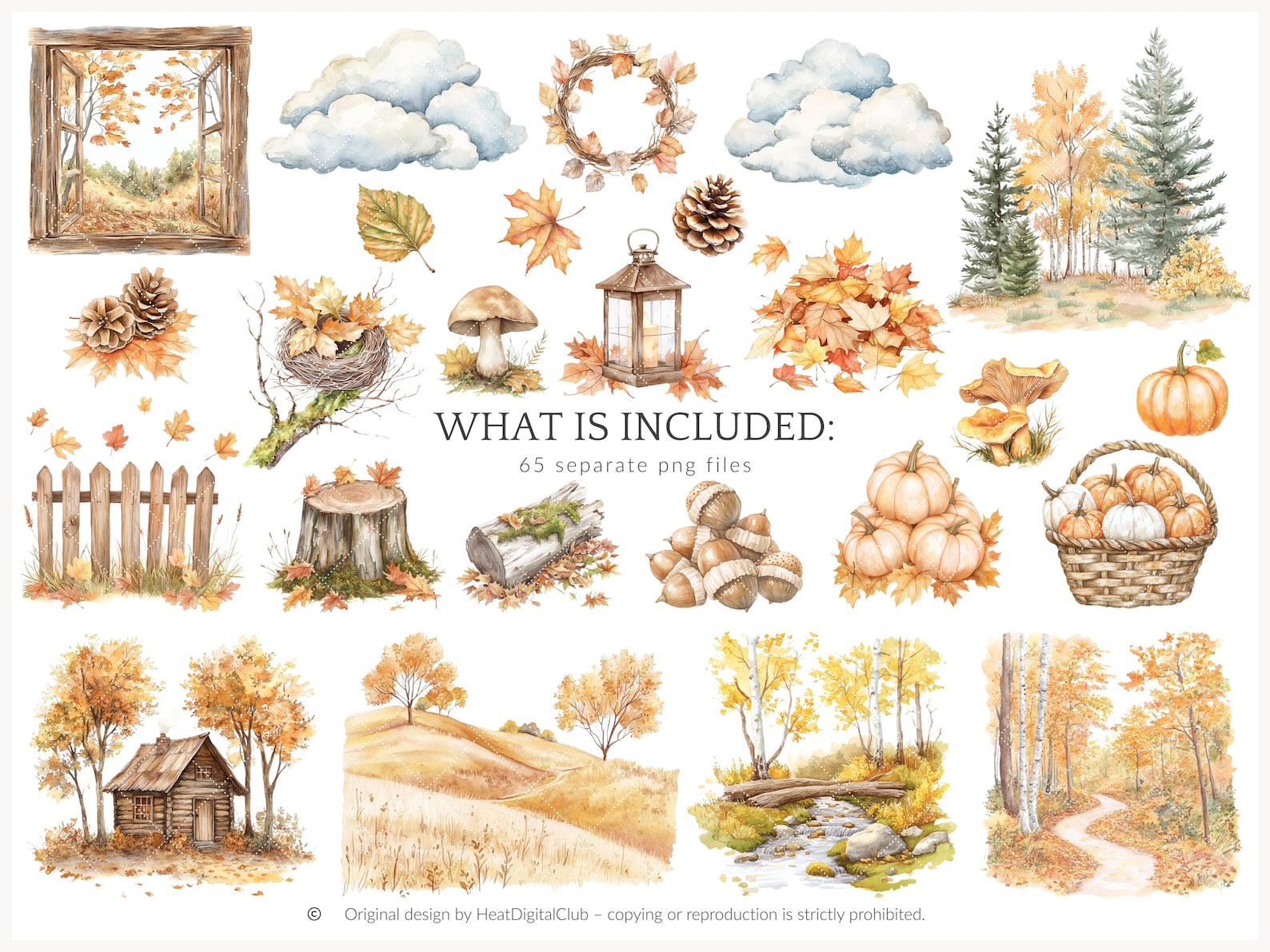 Watercolor Fall Woodland Animals Clipart, Autumn Forest Animals PNG ...