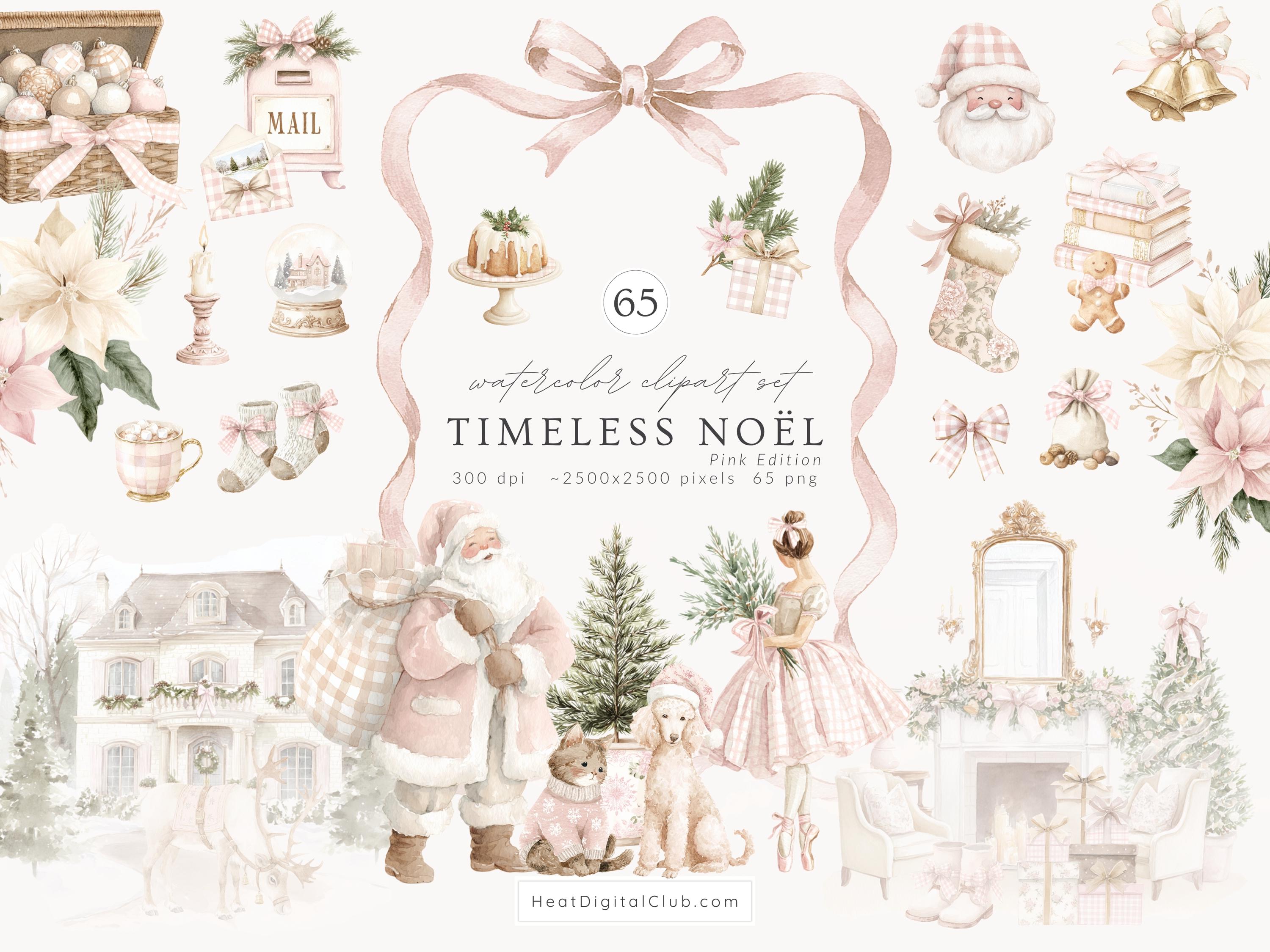 Watercolor Timeless Noël Clipart, Cozy Winter Clip Art Bundle ...