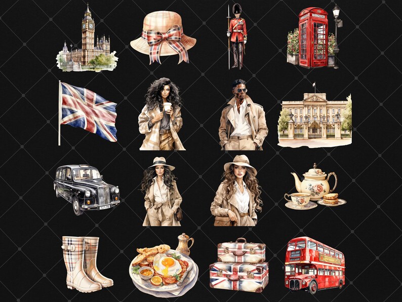 Watercolor Hello London Clipart Bundle, Big Ben, Buckingham Palace ...