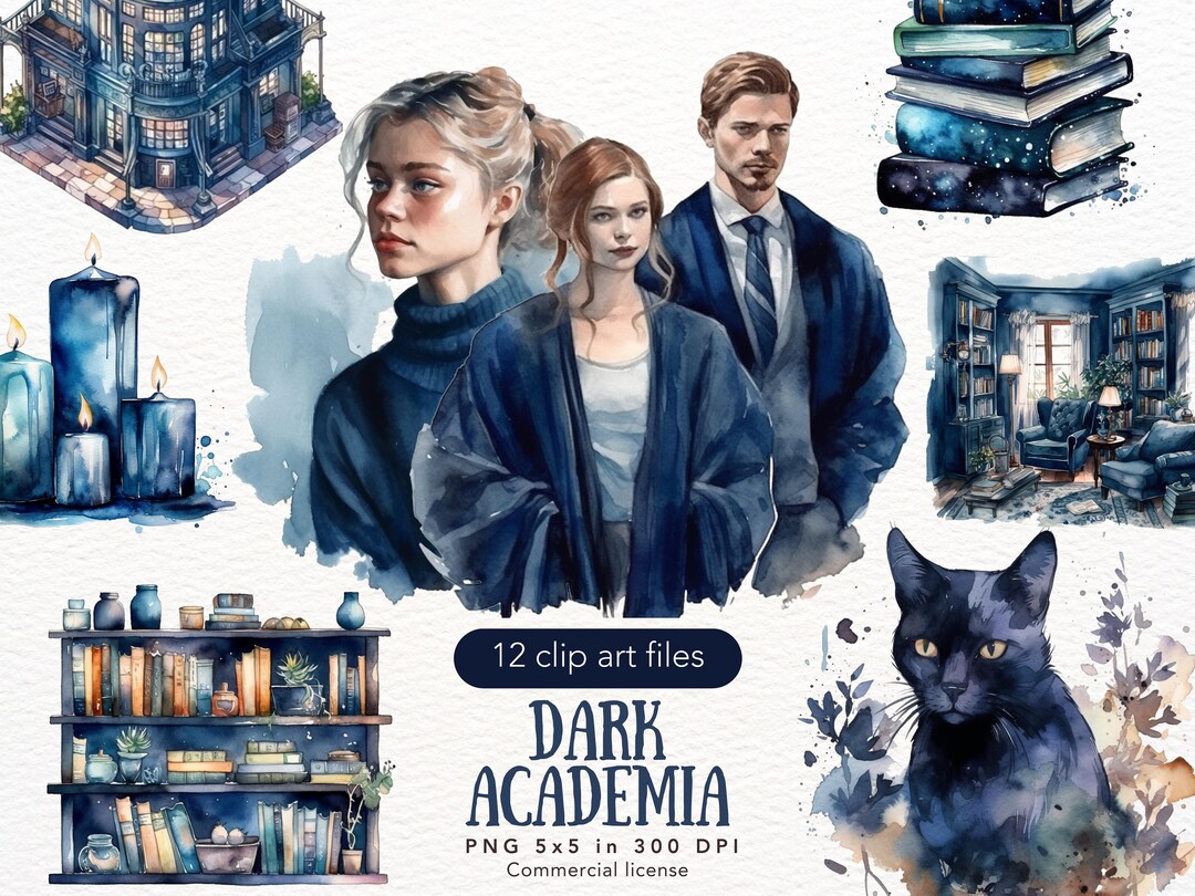 Watercolor Dark Academia Clipart Bundle, Png, Clipart Png, Historic ...
