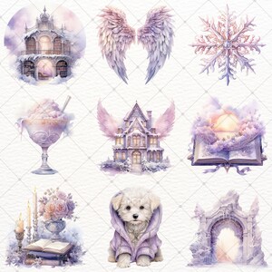 Watercolor Winter Snow Angel Clipart Bundle PNG, Magical Winter ...