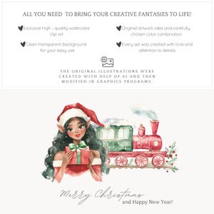 Watercolor Santa's Helper Clipart, Winter Christmas Clip Art, Santa ...