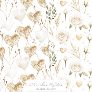 Watercolor Valentines Day Seamless Patterns, Boho Valentines JPG ...