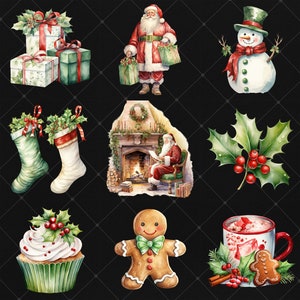 Watercolor Christmas PNG Clipart Bundle Images, Classic Christmas ...