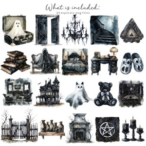 Watercolor Haunted Mansion Halloween Clipart, Spooky Creepy Gothic Clip ...