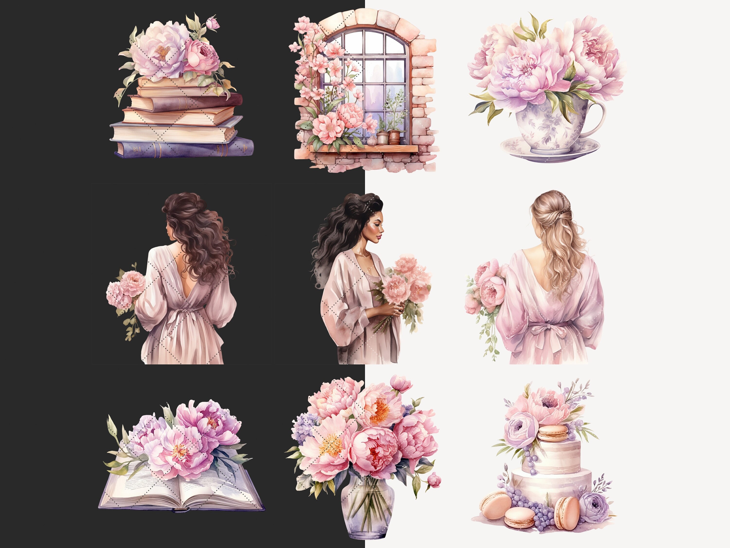 Watercolor Peony Spring Clipart, Floral Graphics (digital Download) - Etsy