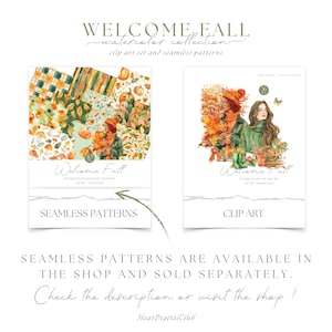 Watercolor Welcome Fall Clipart Bundle, Autumn Clipart PNG, Cozy Fall ...