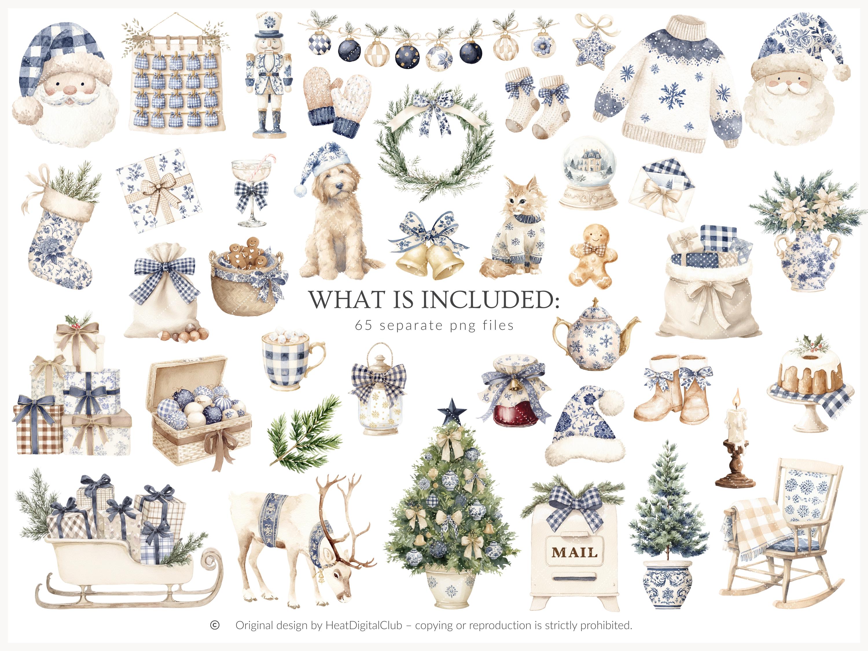 Watercolor Timeless Noël Clipart, Cozy Winter Clip Art Bundle ...