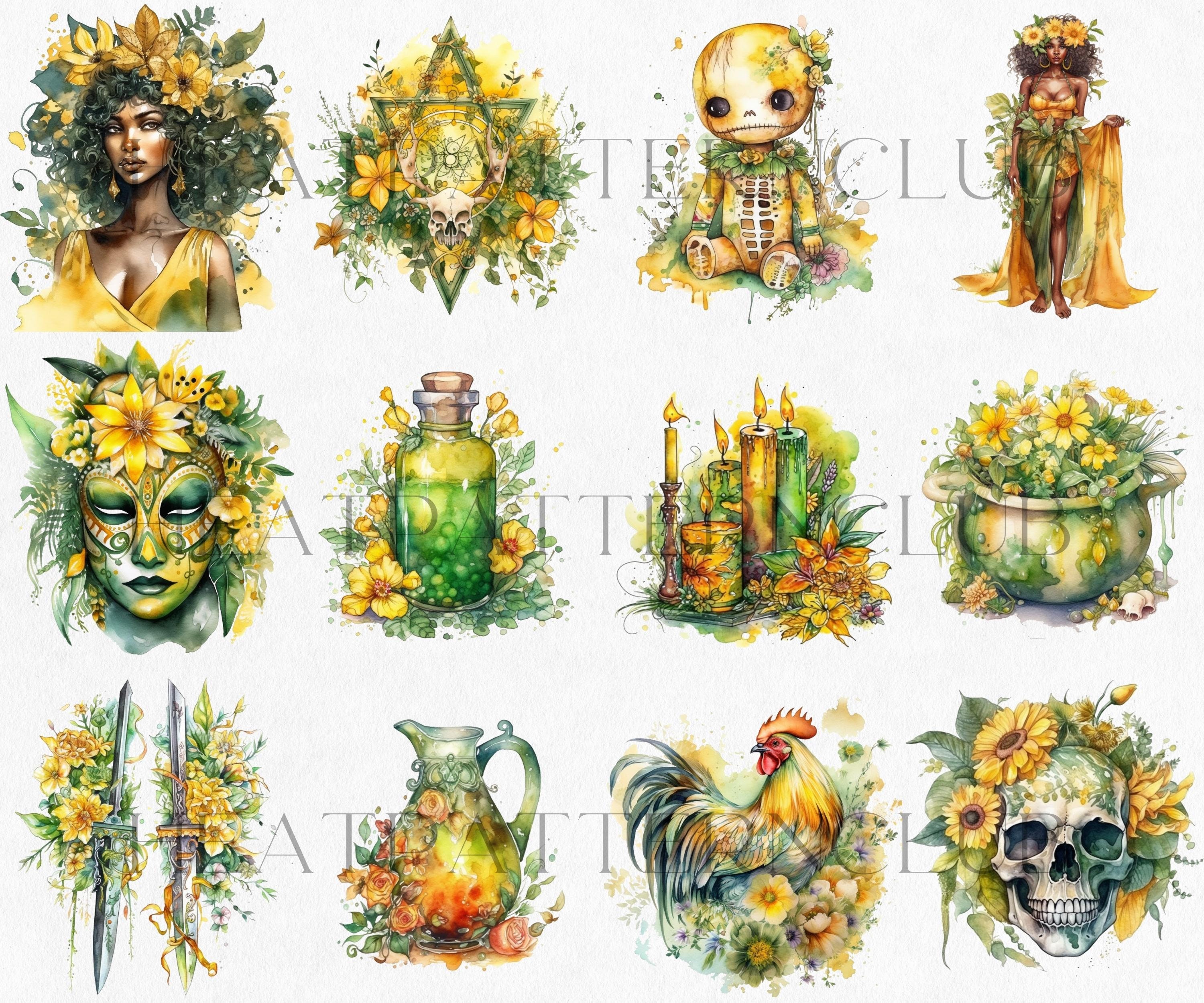 72 Witchy Items Watercolor Clipart Witch Clip Art Png Magic - Etsy