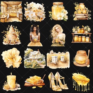 Watercolor Honey Lover Clipart Bundle, Honey Bee Clip Art, Honey Jar ...