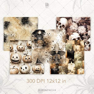 Seamless Cute Neutral Halloween Patterns, Spooky Textures JPEG ...