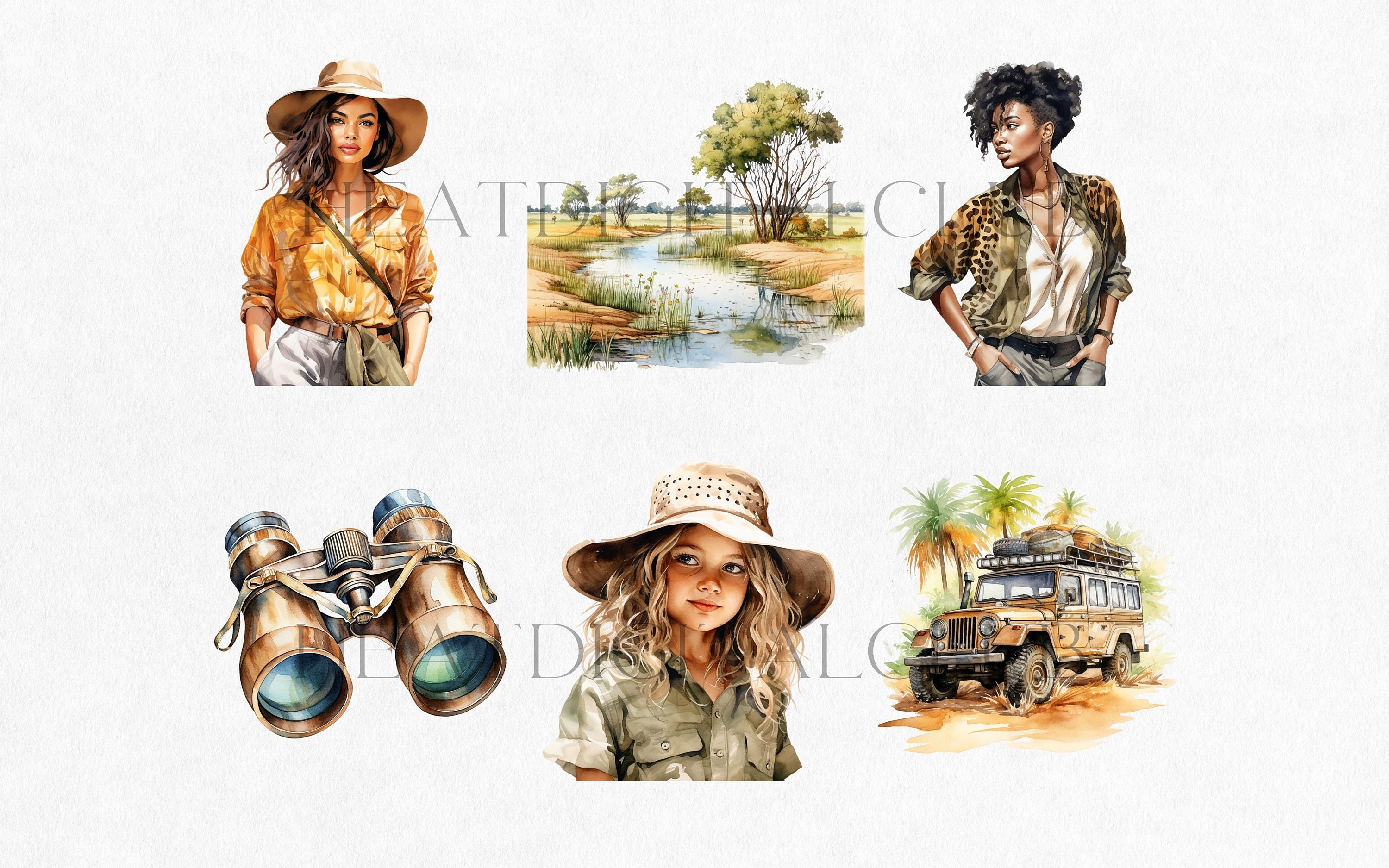Watercolor African Summer Safari Clipart Cute Safari Animals - Etsy