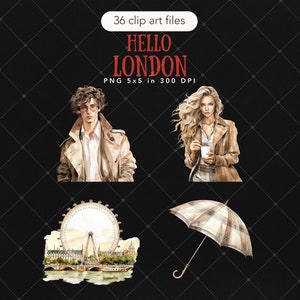Watercolor Hello London Clipart Bundle, Big Ben, Buckingham Palace ...