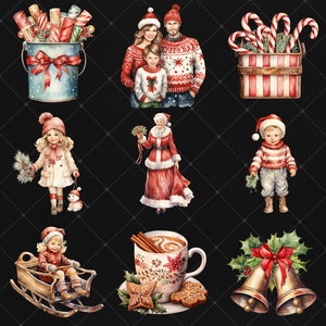 Watercolor Christmas PNG Clipart Bundle Images, Vintage Christmas ...