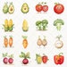 Watercolor Cute Veggies Clipart Bundle, Funny Vegetables Clip Art, Kids ...