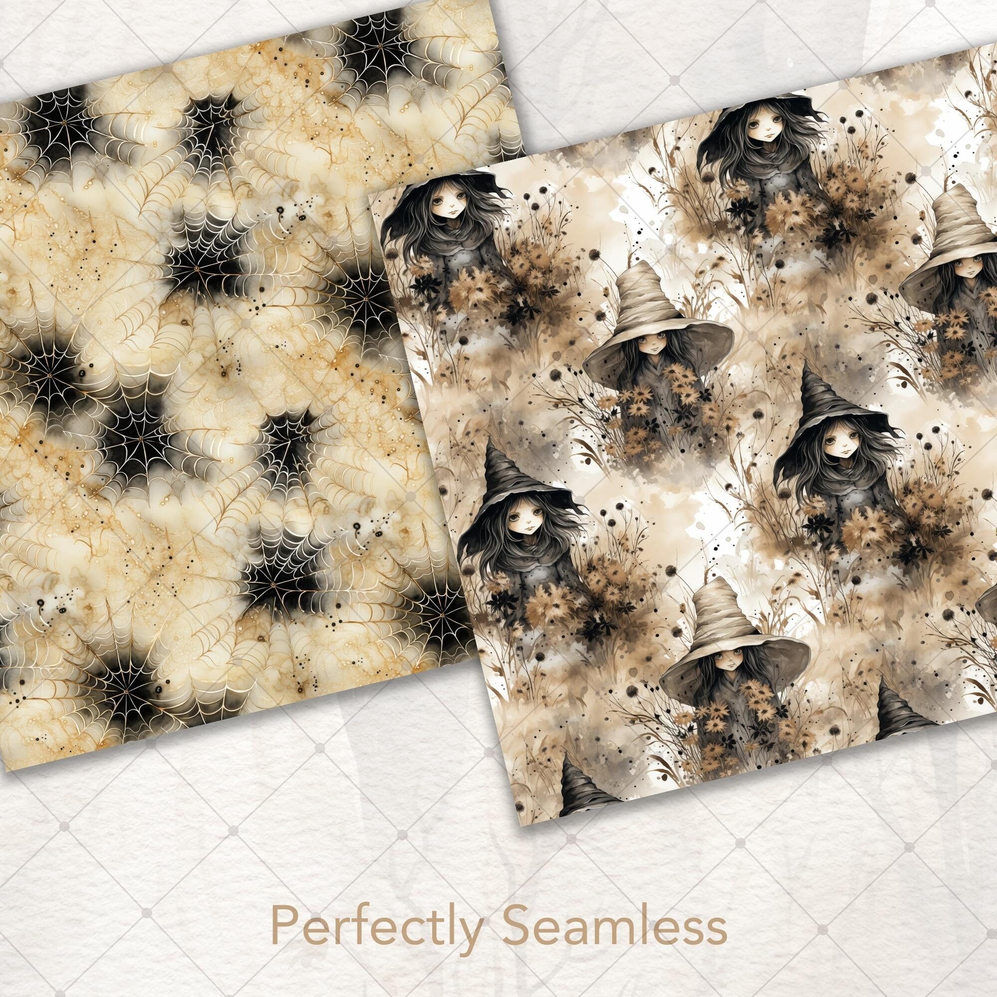 Seamless Cute Neutral Halloween Patterns, Spooky Textures JPEG ...