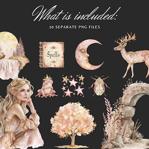 Watercolor Enchanted World Clipart Bundle, Fantasy Clip Art, Magic ...
