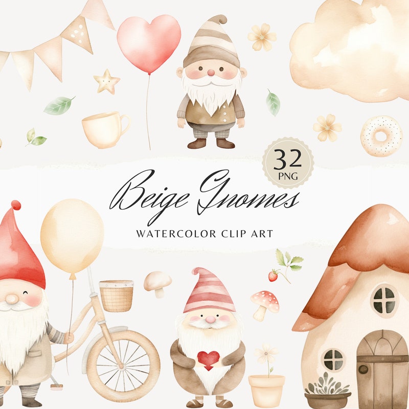 Watercolor Gnomes Clipart - Etsy