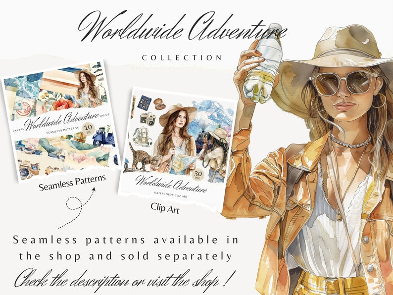 Watercolor Worldwide Adventure Clipart, World Traveller Clip Art ...