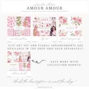 Watercolor Valentines Day Seamless Patterns, Valentines JPG, Love ...