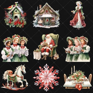 Watercolor Christmas PNG Clipart Bundle Images, Classic Christmas ...