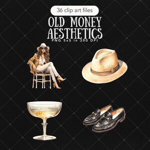 Watercolor Old Money Aesthetics Clipart Bundle, Classy Stylish Clip Art ...