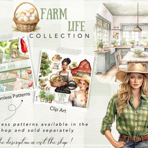 Watercolor Farm Life Clipart Bundle, Farmhouse Clip Art, Farm Animals ...