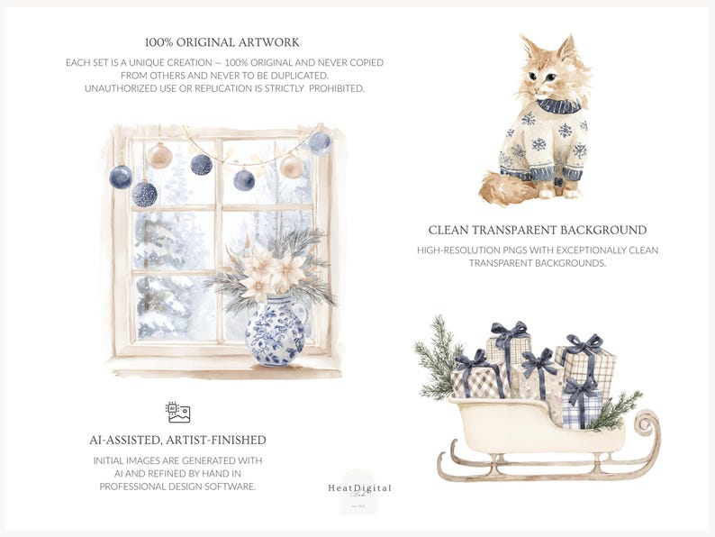 Watercolor Timeless Noël Clipart, Cozy Winter Clip Art Bundle ...