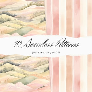 Watercolor Gentle Spring Seamless Patterns, Floral Pattern JPEG ...