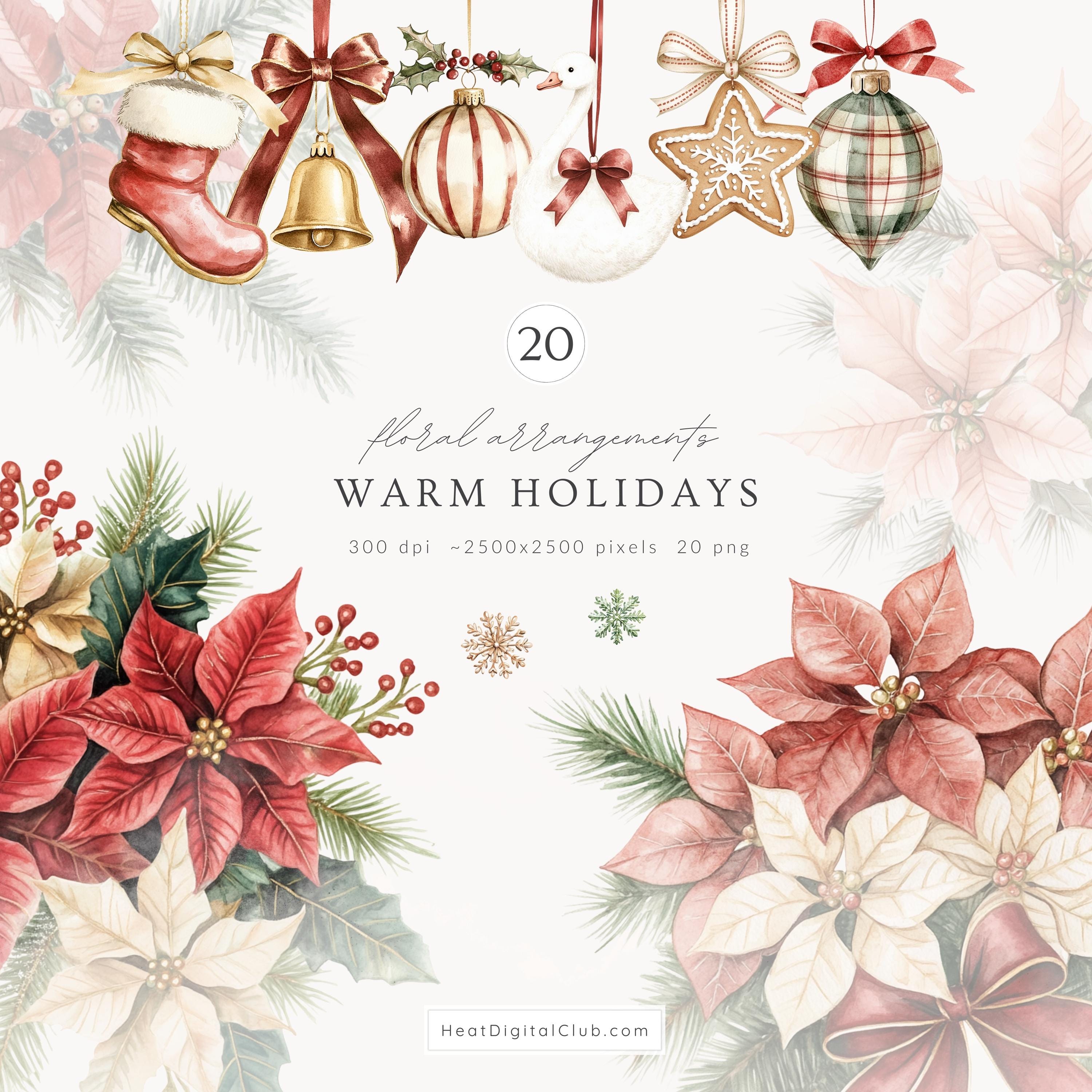 Watercolor Warm Holidays Clipart, Cozy Winter Clip Art Bundle ...