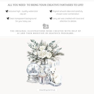 Watercolor Silver Ice Clipart, Cozy Winter Clip Art Bundle, Modern ...