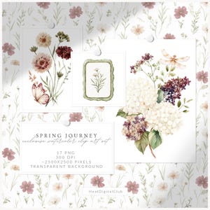 Watercolor Spring Journey Floral Arrangements Clipart, Spring Botanical ...