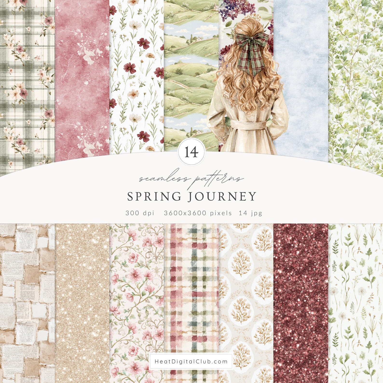 Watercolor Spring Journey Clipart, Travel Aesthetic PNG, English ...