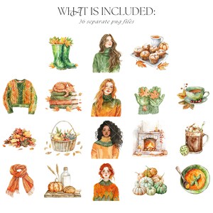 Watercolor Welcome Fall Clipart Bundle, Autumn Clipart PNG, Cozy Fall ...