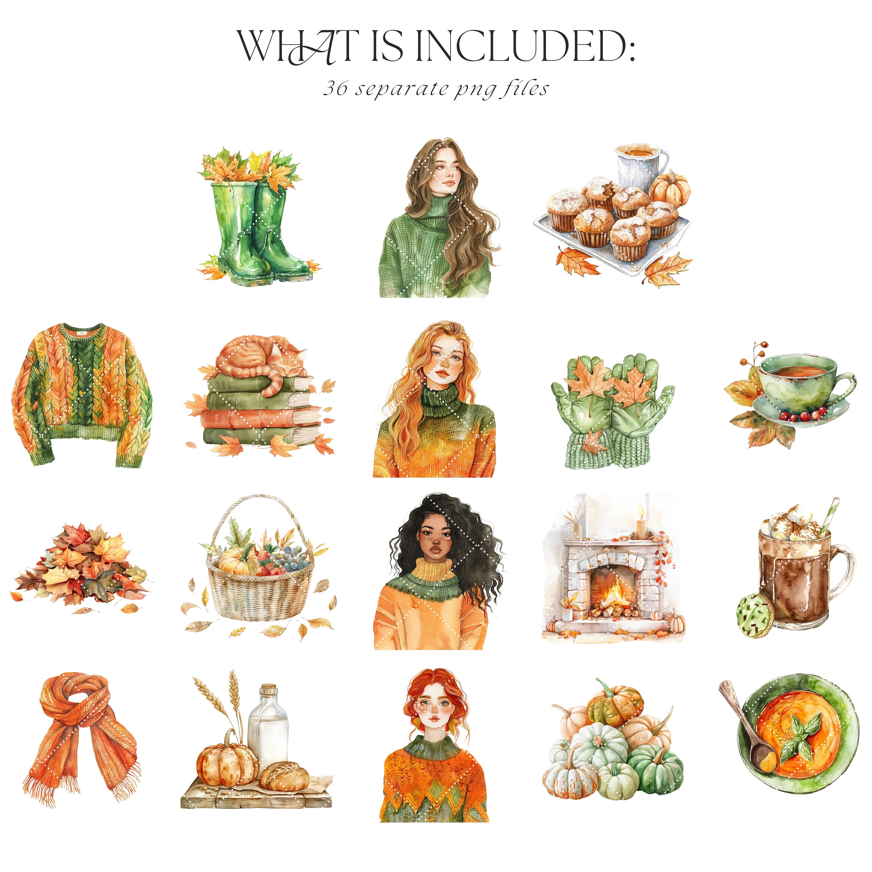 Watercolor Welcome Fall Clipart Bundle, Autumn Clipart PNG, Cozy Fall ...