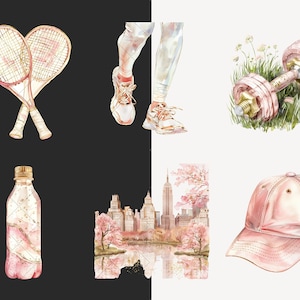 Watercolor Sporty Spring Clipart, Sport Clip Art, Spring PNG Bundle ...