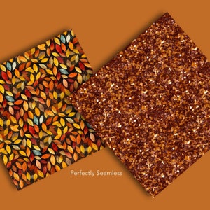 Seamless Watercolor Fall Leaves and Glitter Patterns, Digital Download ...