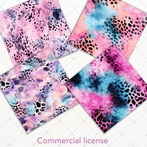 Seamless Watercolor Pastel Leopard Patterns, Animal Print JPEG, Digital ...