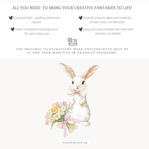 Watercolor Easter Bunnies Clipart, Bunny Girl PNG, Pink Bunnies Clipart ...