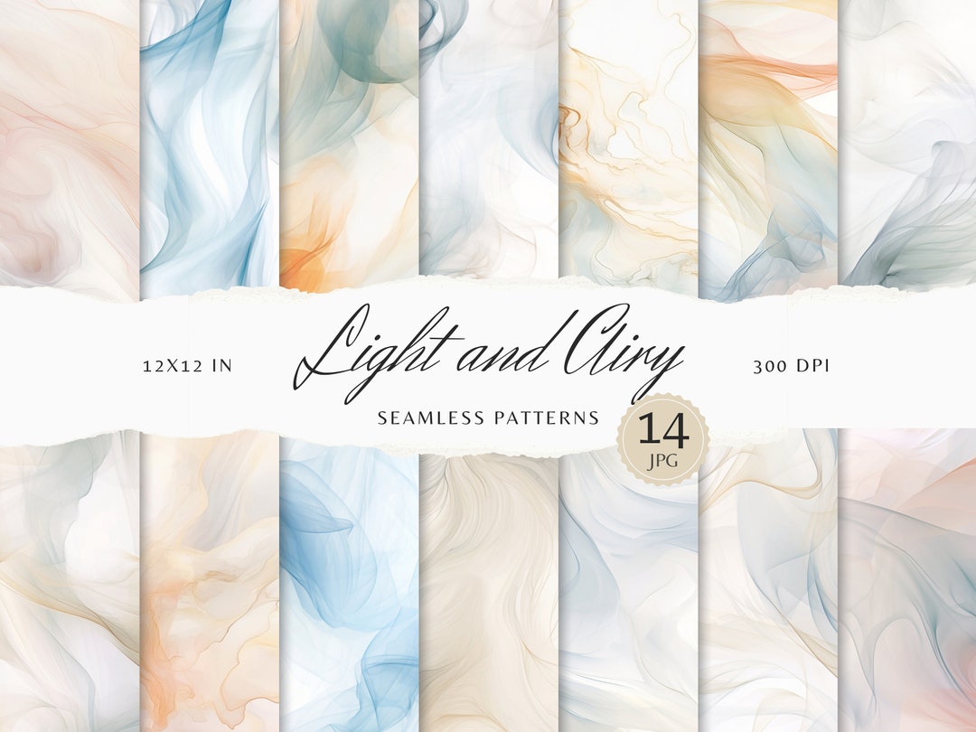 14 Seamless Watercolor Light and Airy Patterns, Abstract Digital ...