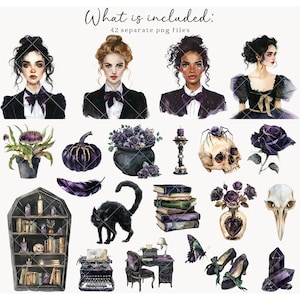 Watercolor Dark Poem Clip Art, Edgar Allan Poe Clipart Set, Vintage ...