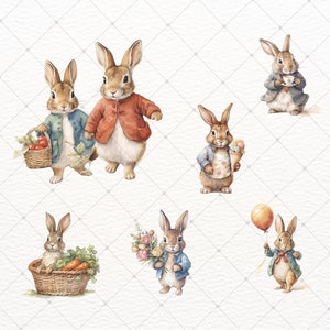 Cute Rabbits Clipart Cute Watercolor Bunny Clip Art, Cute Bunnies ...